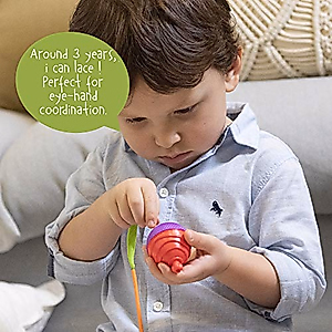 Lalaboom 28 Piece Baby Toddler Beads – Montessori Educational Shape and Color STEM Construction Toy 10 Months to 3 Years - BL230, Multicolor