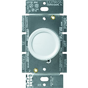 Lutron Rotary Dimmer for Incandescent Bulbs, 600-Watt Single-Pole Preset, D-600P-WH, White