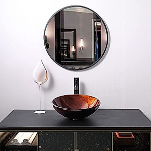 Aquaterior Modern Bathroom Round Artistic Tempered Glass Vessel Vanity Sink Bowl Basin Spa (FAUCET NOT INCLUDED)