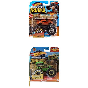 Hot Wheels Monster Trucks Crushable Car Set of 6 Diecast Vehicles with Bigfoot 45, Dodge Charger, Camaro and More