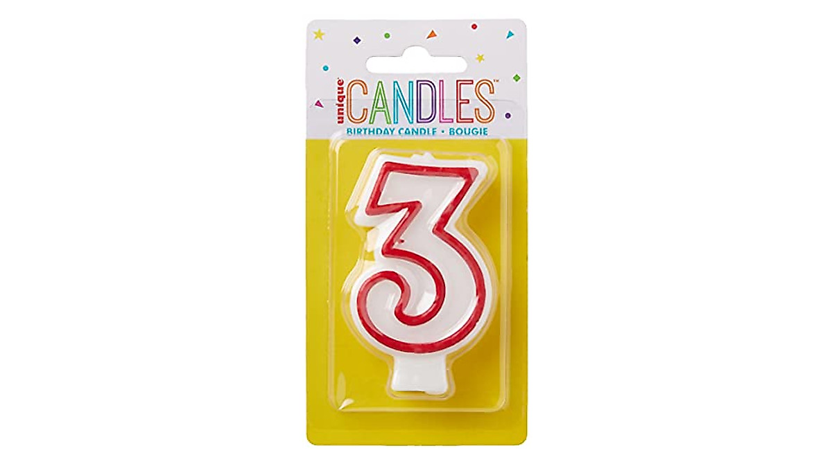 Number 3 Deluxe Birthday Candle - Perfect for Celebrations