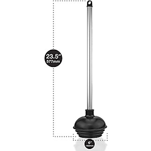 NEIKO 60166A Toilet Plunger with Patented All-Angle Design, Heavy-Duty Toilet Bowl Plunger with Aluminum Handle, Bathroom Necessity , Black, 1-Pack