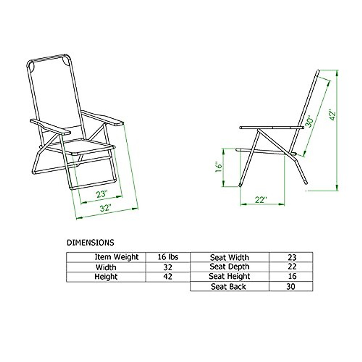 Big Jumbo 500 lbs XL Aluminum Heavy Duty Beach Chair for Big & Tall - 4 Reclining Positions