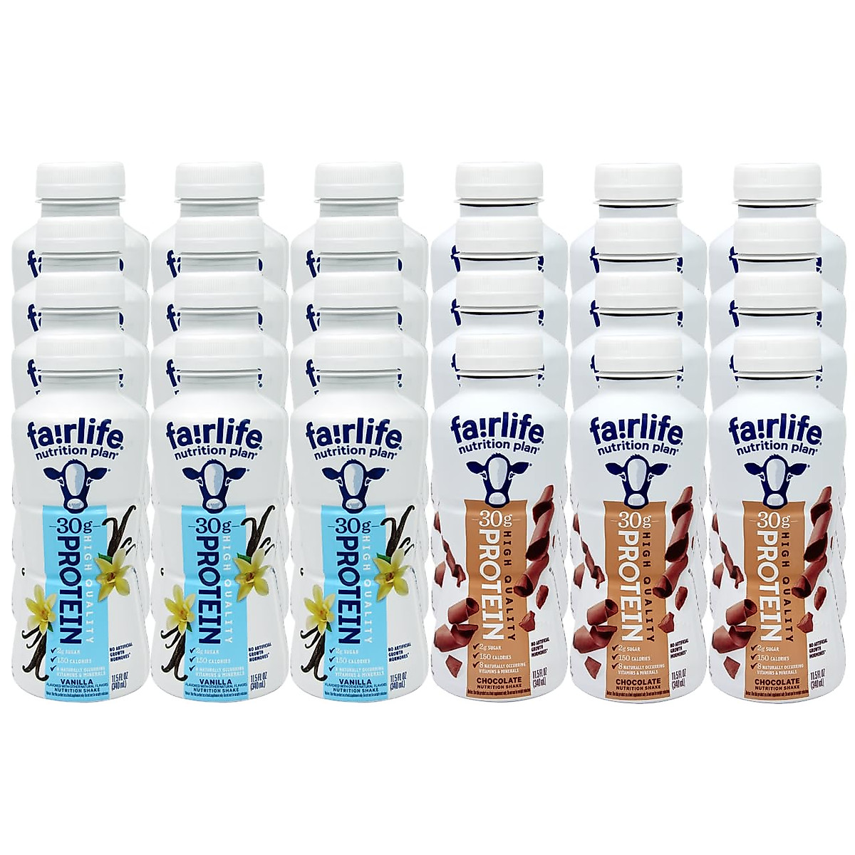Niro Assortment| Fair life Protein Shakes, Pack Of 24 - Chocolate Fair life Shake And Fair life Vanilla Protein Shake Variety, 11.15 Oz Each - Premium Fair life Protein Shake With Niro Beverage Sleeve