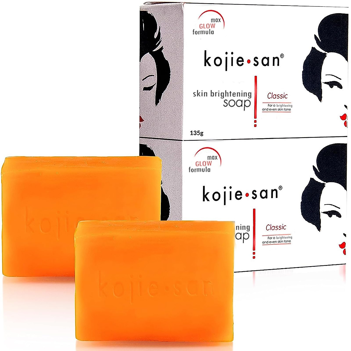 Kojie San Skin Brightening Soap - Original Kojic Acid, Dark Spot Remover Bar Soap with Coconut & Tea Tree Oil- 135g x 2 Bars