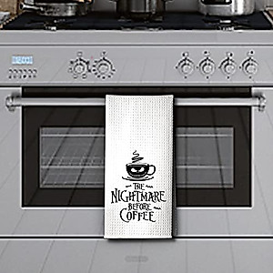 Hafhue The Nightmare Coffee Kitchen Towel, Funny Kitchen Towel Gifts for Women Sisters Friends Mom Aunts, Housewarming Gift for Women Hostess, New Home Gift for Women, Hostess Gifts