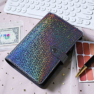 A6 Budget Binder with 12pcs Zipper Envelopes for Budgeting, Money Organizer for Cash Stuffing Savings Binder Book, Small Budget Planner Wallet with Bill Pouches & Expense Budget Sheets, Black/Grey