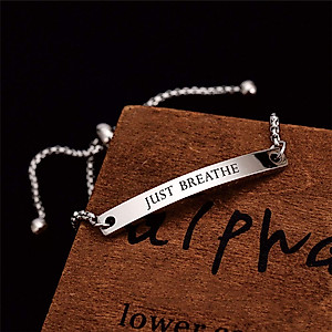 Kisseason Just Breathe Inspirational Mantra Bracelet for Women Men Jewelry Adjustable Chain Friendship Bangle Bracelet
