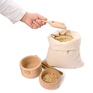 MONT PLEASANT Montessori Toys Sensory Bin Toys for 1 Year Old Toddlers, 11pcs Wooden Waldorf Toys Wooden Scoops and Tongs for Transfer Work and Fine Motor Skills Development