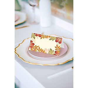 Place Cards for Thanksgiving Fall Party, Editable Name Place Cards, Seating Place Cards for Tables, Tent Style Cards for Wedding, Dinner Party or Any Occasion, Easy Folding, 25 Escort Cards(G03)