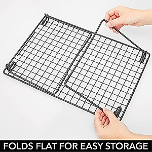 mDesign Farmhouse Metal Stacking Storage Shelf - Closet, Cabinet, Countertop 2-Tier Raised Organizer - for Bedrooms, Bathrooms, Entryways, Hallways - 2 Pack - Graphite Gray