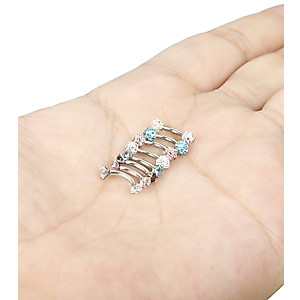 ORAZIO 8Pcs 16G Stainless Steel Eyebrow Ear Navel Belly Lip Ring Body Piercing Jewelry 6-12mm (8Pcs, 6mm)