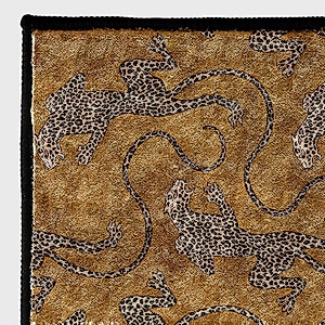 Leopard Print Rug for Bedroom 4x5 ft Cute Animal Navy BlueCheetah Print Area Rugs for Living Room Dining Room Non-Slip Animal Skin Rug for Under Desk