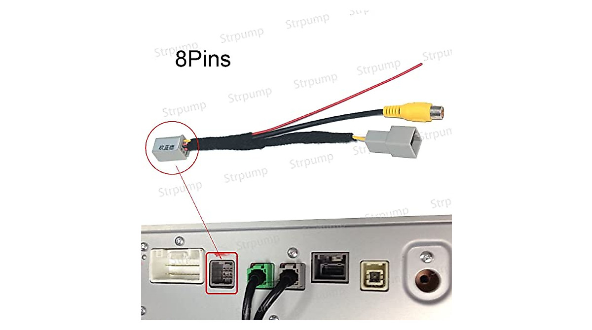 Strpump 8 Pin Car Rear View Backup Reverse Camera Adapter RCA Cable for ...