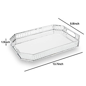 Decorative Tray, Mirror Tray for Perfume Organizer, Makeup Tray with Metal Handle for Bathroom,Countertop,Bedroom, 9.8"x13.7"x1.5"