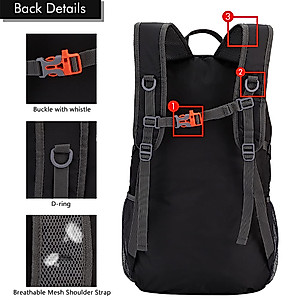 MAXTOP Hiking Backpack 40/50L Lightweight Packable for Traveling Camping Water Resistant Foldable Outdoor Travel Daypack (Black 50l Updated, 50L)