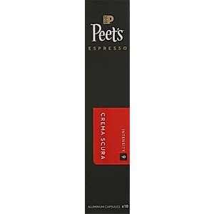 Peet's Coffee, Medium Roast Espresso Pods, Crema Scura Intensity 9, 10 Count (1 Box of 10 Espresso Capsules)