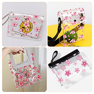 ONEART | Watercolor Floral Clear TPU Vinyl, 12" x 54" Transparent Waterproof Crystal Transparent Plastic Fabric for Bows Earrings Bags-Pink