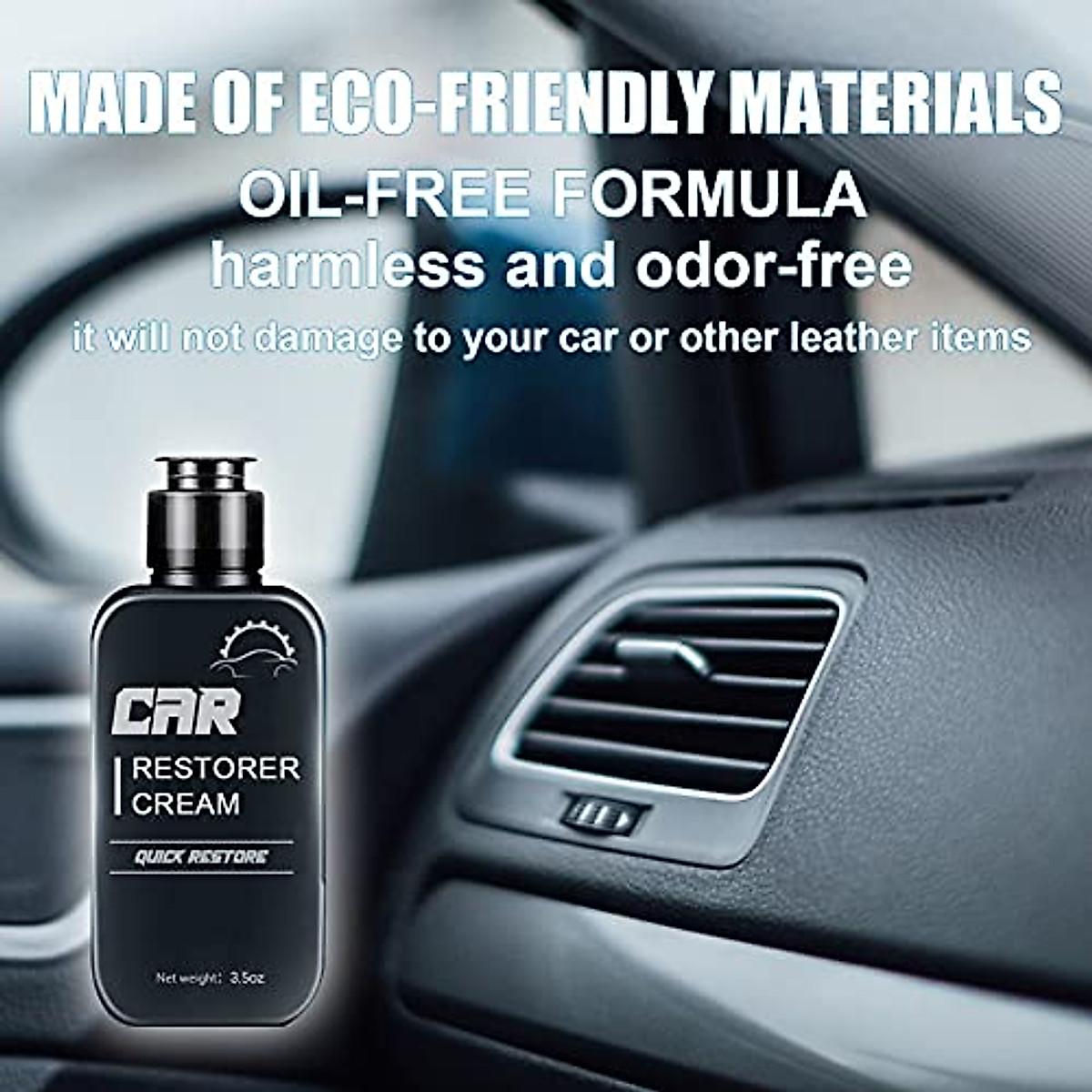 100ml Auto Leather&Plastic Refurbishment Paste, Washable Refresh Aging Plastic and Leather Surface, Car Restorer Cream with Sponge Quick Restore