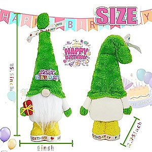 Mailin 2Pcs Birthday Gnomes Plush Handmade Swedish Tomte Scandinavian Ornaments Dwarf Birthday Gnome Gifts for Women Girls Tiered Tray Décor