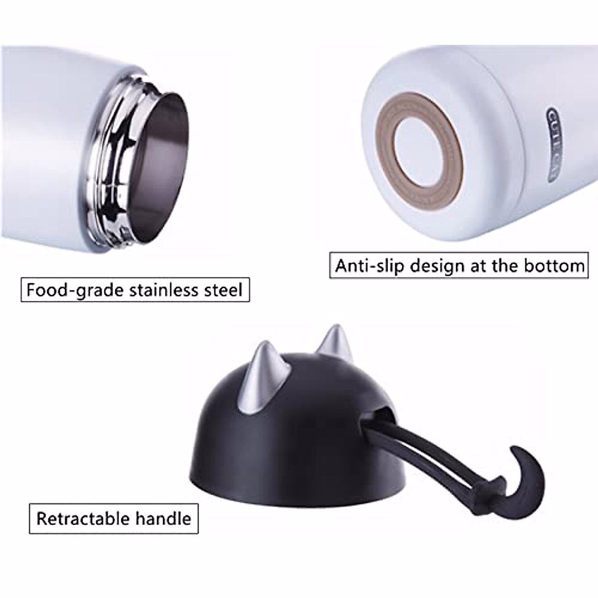 11.5oz Cute Cat Vacuum Insulated Cup Stainless Steel Mini Cartoon Water Bottle Travel Coffee Mug with Brush and Spoon Set Good for Cat Lovers