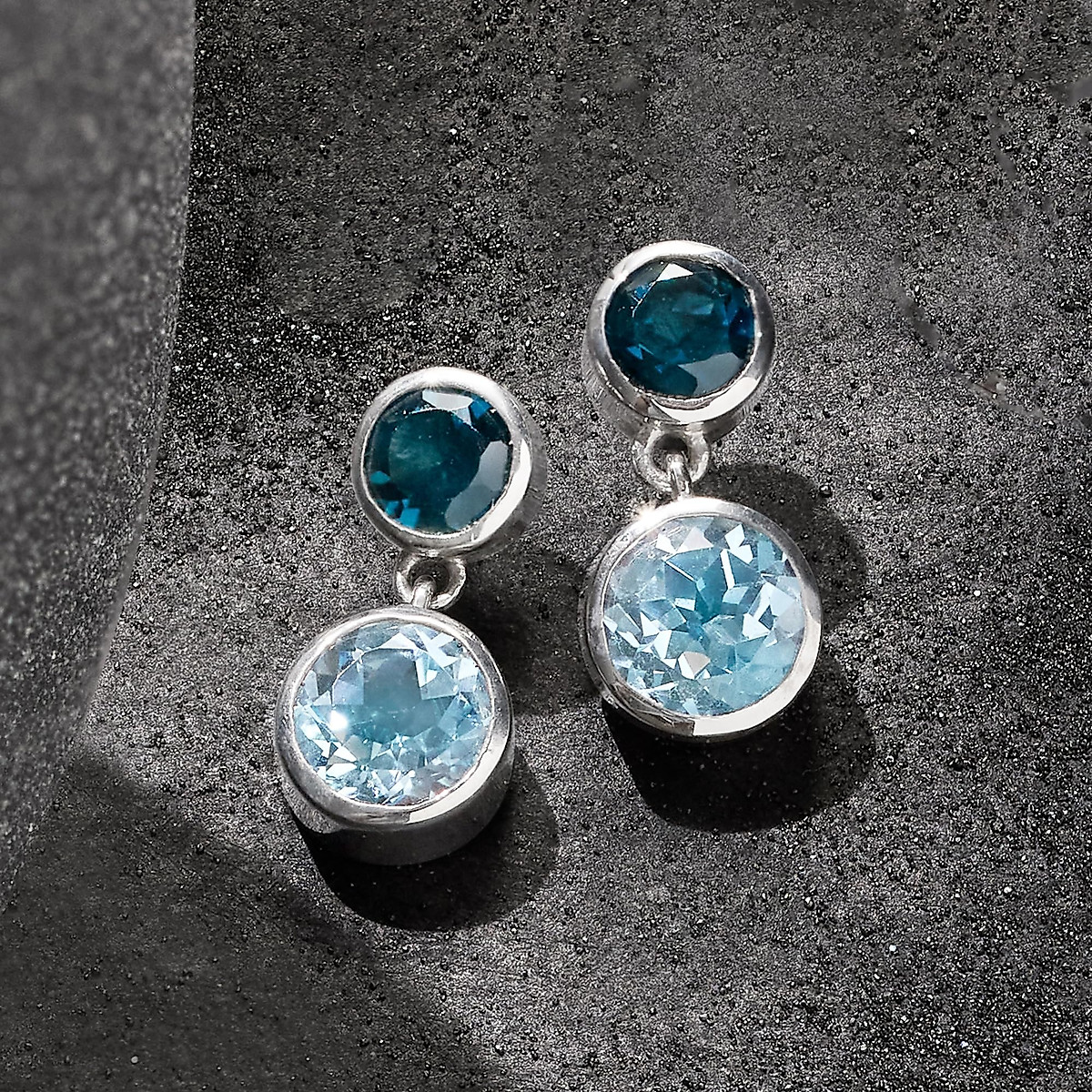 Ross-Simons 6.70 ct. t.w. London and Sky Blue Topaz Drop Earrings in Sterling Silver