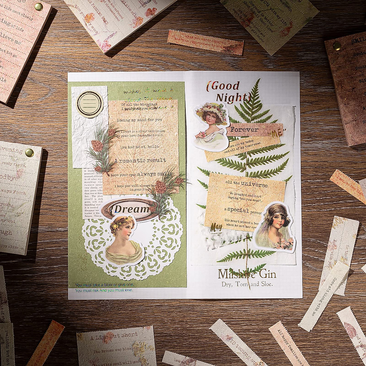 JOYCHOIC 700Pcs Vintage Quote Paper for Scrapbooking, Phrases Words Paper for Junk Journal Supplies, Scrapbook Journaling Bullet Decorative DIY Art Crafts Collage Embellishment