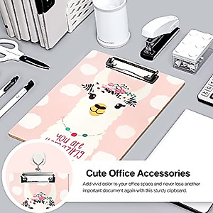Fashion Clipboard, Wooden Print Designfull Color Printing Clipboard for Nurses, Lawyers and Students Use, A4 Standard Size 8.5" x 12.5" Paperboard Clipboard Low Profile Clip (Alpaca)