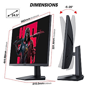 KOORUI 24.5 inch Gaming Monitor, FHD 1080P 144Hz/180Hz Frameless Computer Monitors, VA 1ms, sRGB 99%, Adpitive Sync, VESA, Display Port 1.2 & 2 x HDMI 1.4
