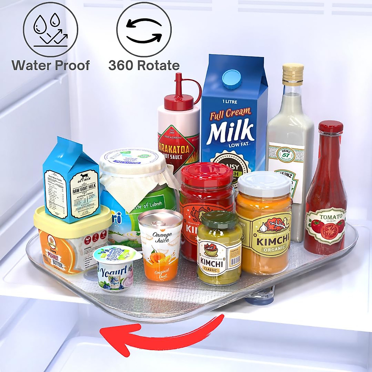 2PCS Kitchen Cabinet Organizer, Non-Skid 360 Rotating Lazy Susan, Pantry Organizers and Storage, Turntable for Refrigerator Organizing, Fridge Swivel Tray (10.2 X 13.8 inches),2pcs