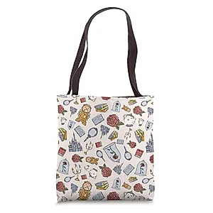 Disney Beauty and The Beast Enchanted Castle Print Tote Bag