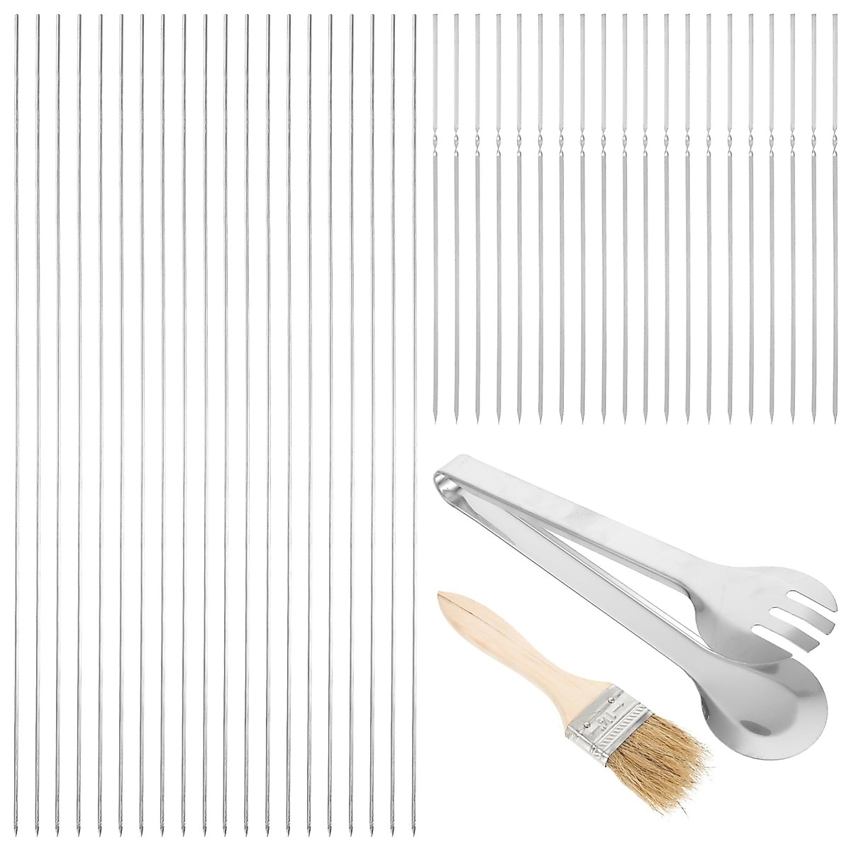 YARNOW 2 Sets Barbecue Tool Set Grill Brush Grilling Tools Grill Cooking Kit Grill Spatula for Outdoor Grill Basting Brush Food Tongs Stainless Steel Cooking Utensils Multifunction