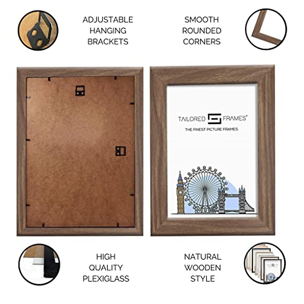 Tailored Frames Seattle Walnut Square Design 50 x 40cm Single Picture Frames | Wall Hanging Type | Photo Frame Without Mount