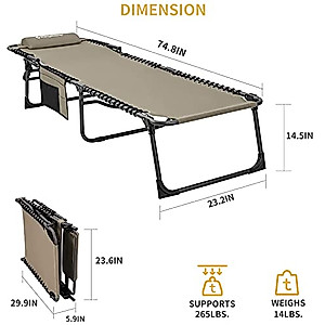 KingCamp Lounge Chair, 74.8''x23.2''x14.5'', Beige