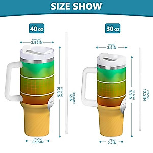 RPLIFE Chic Volleyball Court Orange 40 Oz Tumbler with Handle and Straw, 30 Oz Tumbler with Handle, Travel Coffee Tumbler