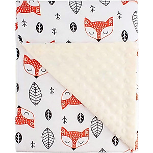 Baby Blanket with Fox Pattern, Double Layered with Dotted Backing, Suitable for Boys, Girls, and Unisex, Perfect for Baby Cribs and Receiving as Newborn Bed Throws., 30x47 Inch, Forest Fox