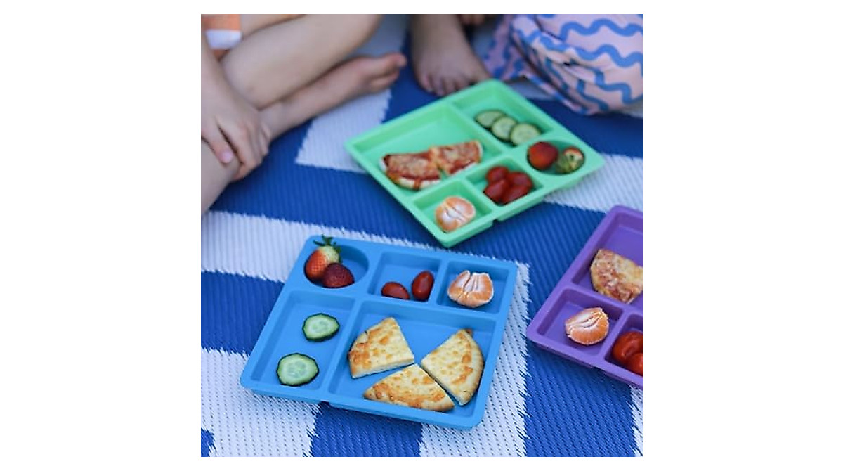 Bobo&boo Bamboo Kids Divided Plate - Eco-Friendly Toddler Sectioned Plate
