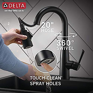 Delta Faucet Essa Matte Black Bar Faucet with Pull Down Sprayer, Black Bar Sink Faucet Single Hole, Wet Bar Faucets Single Hole, Prep Sink Faucet, Black Kitchen Faucet, Matte Black 9913-BL-DST