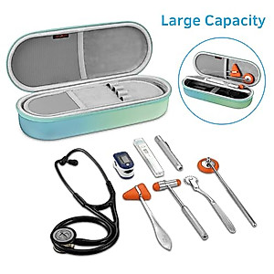 SKYREH Bundle: Stethoscope Holder Clip, PU Leather Stethoscope Hip Holder + Stethoscope Hard EVA Case Shockproof Travel Storage Bag for 3M Littmann Classic III, 3M Littmann Cardiology IV