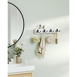 SONGMICS Coat Hooks Wall Mount, Coat Hanger Wall Mount, 4 Double Metal Hooks for Bags, Hats, Towels, for Entryway, Living Room, Bedroom, Loads up to 35.3 lb, Cloud White ULCR006W01