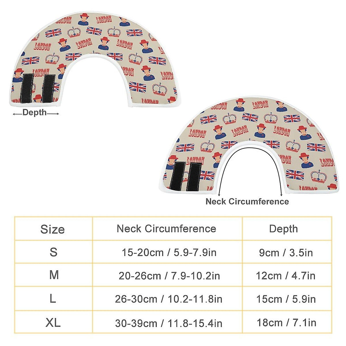 Vintage Landon British Flag Soft Dog Cone Collars Protective Adjustable Cat Recovery Collar to Stop Licking M