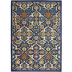 Nourison Allur Contemporary Navy Multicolor 4' x 6' Area -rug, Easy -cleaning, Non Shedding, Bed Room, Living Room, Dining Room, Kitchen (4x6)