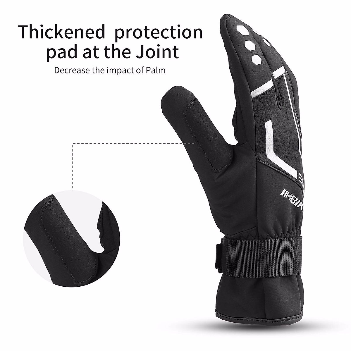 INBIKE Cycling Winter Gloves,for Men Windproof Reflective Thermal Gel Pads Touch Screen MTB Mountain Bike Black Medium