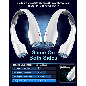 Heelkl AI Neck Fan, 4 Speeds Adjustable Portable Personal Fan Rechargeable, 4000 mAh Battery Faster Cooling Wearable Fan, Ultra Quiet for Home, Office, Travel, Outdoor