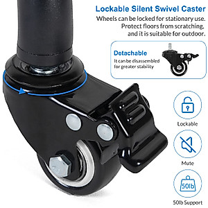 Tossbiss Laptop Tripod on Wheels with 2 Shelves, Portable Projector Floor Stand Adjustable Height 25.9 to 51.8 Inch with Phone Holder