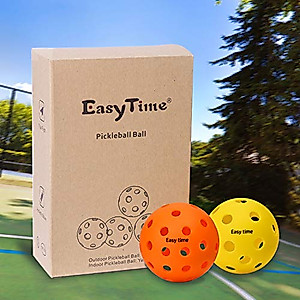 EasyTime Pickleball, 40 Holes Pickleball Balls for Outdoor Sport, 26 Holes for Indoor, Highly Durable and Consistent Bounce, USAPA Standard for Pickleball Sport, 6 Pack