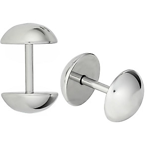 Forbidden Body Jewelry 16g 8mm Surgical Steel Dome Cheater Plug Earrings, Fake 0 Gauge Earrings