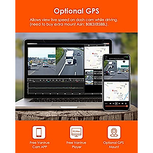 Vantrue X4S Duo Dash Cam+Harewire Kit+GPS Mount