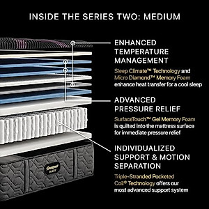 Beautyrest Black Series Two 15.5" Medium Queen Mattress - Breathable, Cooling, and Supportive - CertiPUR-US Certified, 100-Night Sleep Trial, and 10-Year Limited Warranty