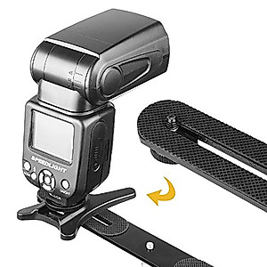 ChromLives 1/4'' Dual Camera Mount Flash Bracket Extension Bar 10.6'' Straight Flash Bracket Tripod Mount Bracket for DSLR Camera LED Light Flash Light Microphone and More